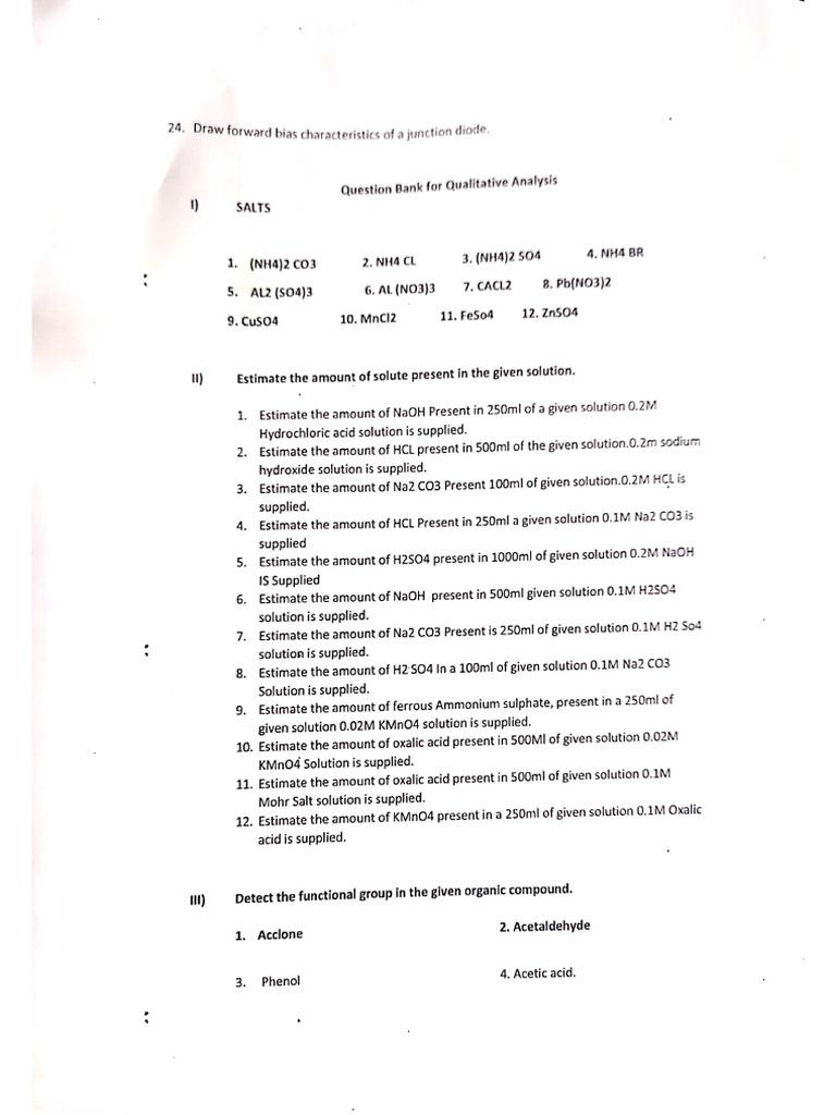 Chemistry Practical Question Paper | PDF