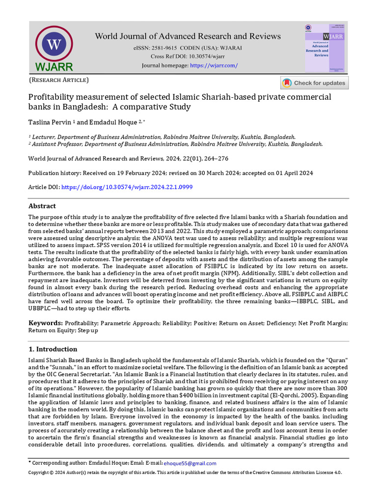 Wjarr 2024 0999 | PDF | Coefficient Of Determination | Errors And Residuals