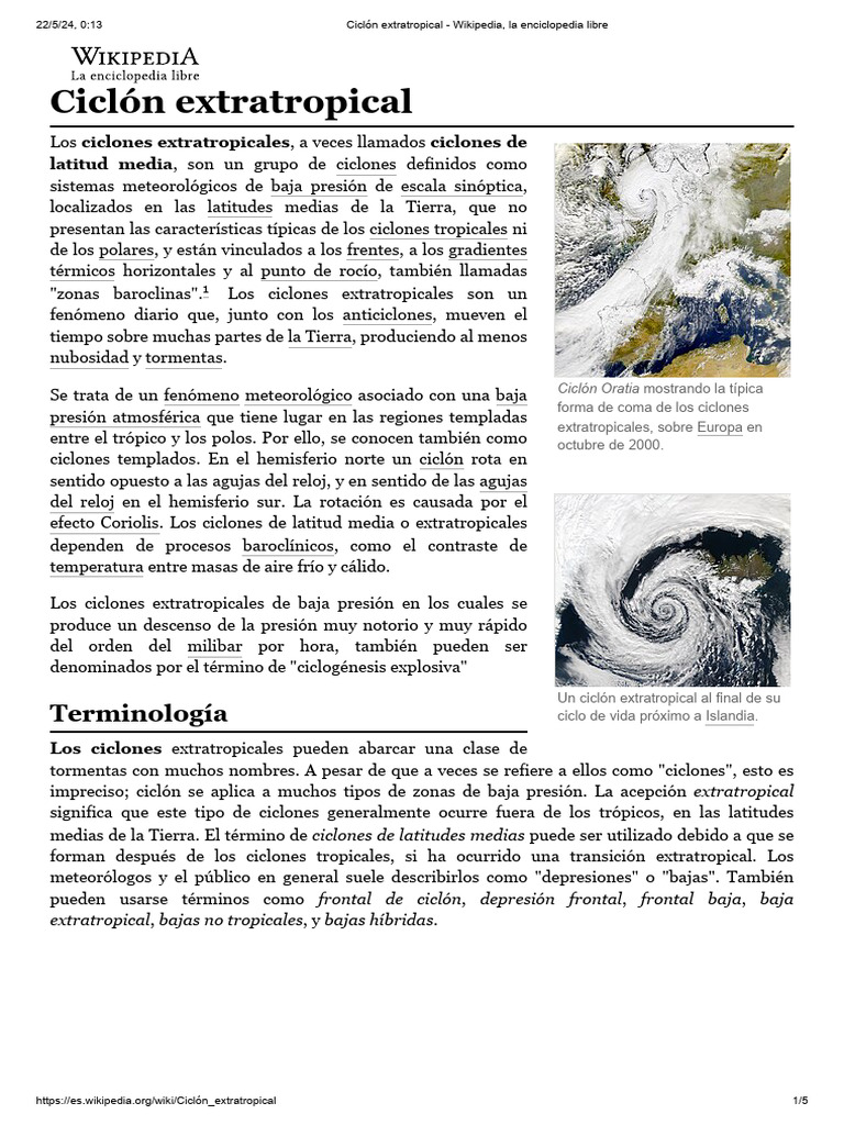 Ciclón Extratropical - Wikipedia, La Enciclopedia Libre | PDF ...
