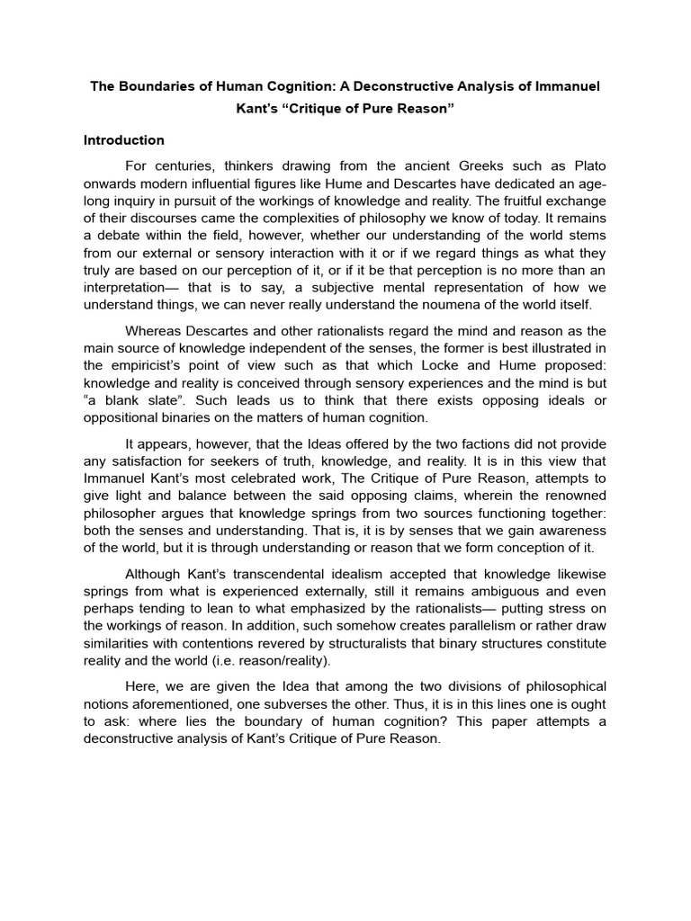 Critique Of Pure Reason Analysis Download Free Pdf Immanuel Kant