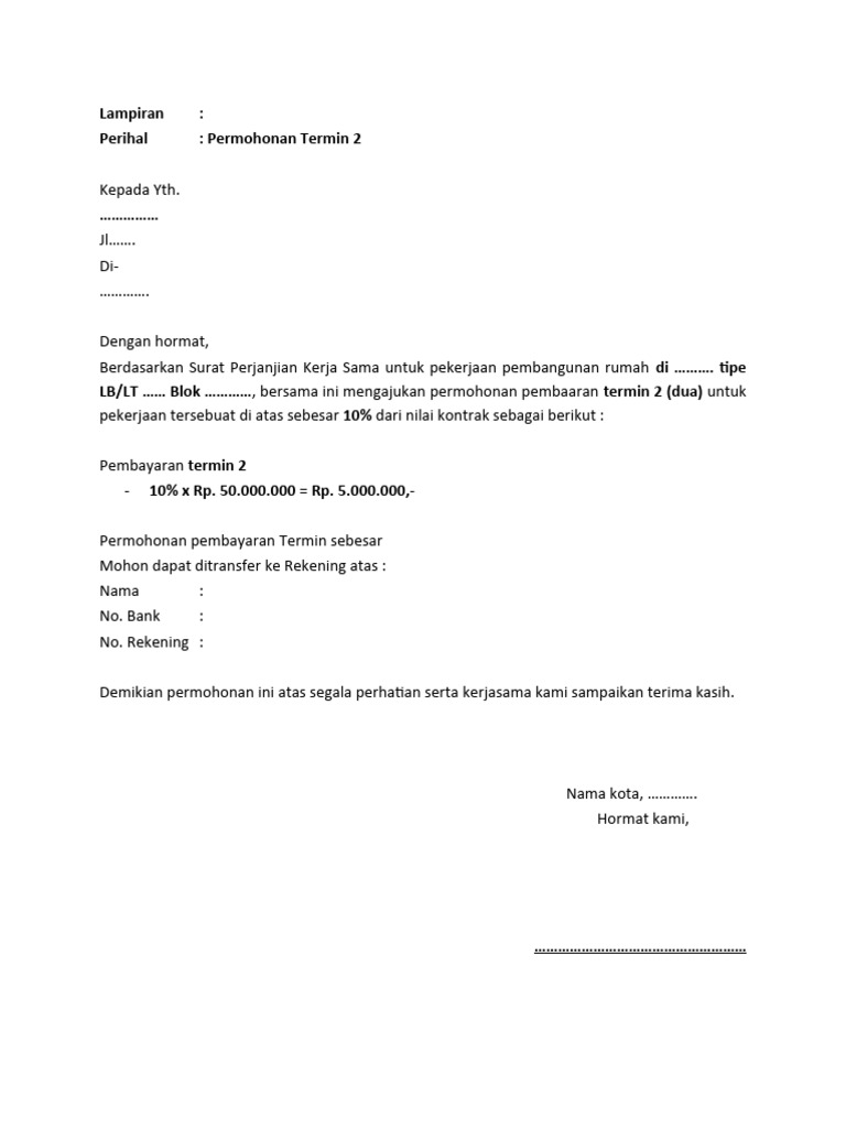 Contoh Surat Pencairan Termin | PDF