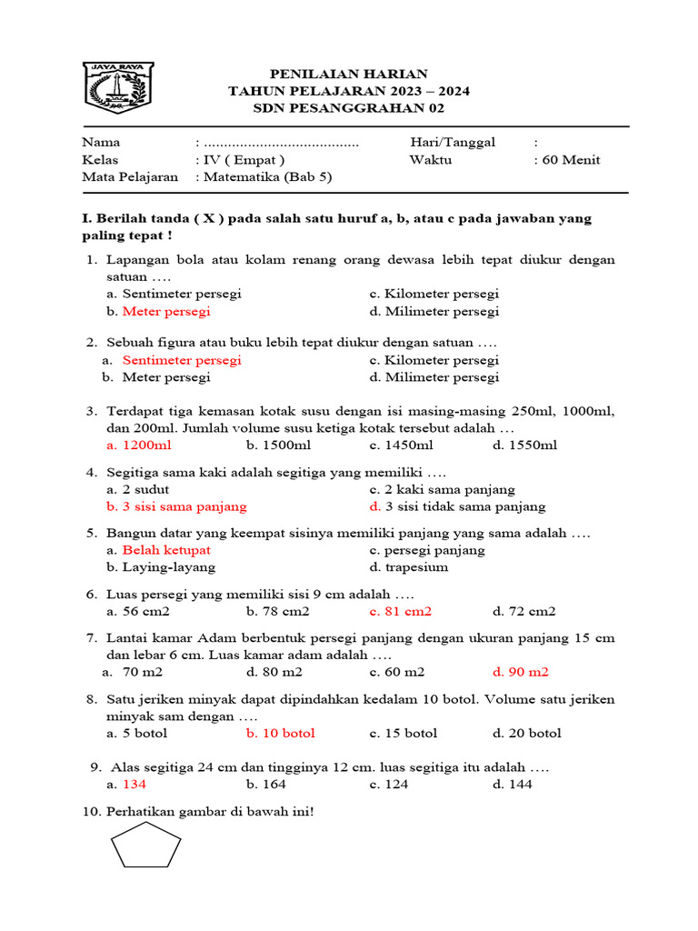 PH MTK Bab Bangun Datar | PDF | Griya & Taman