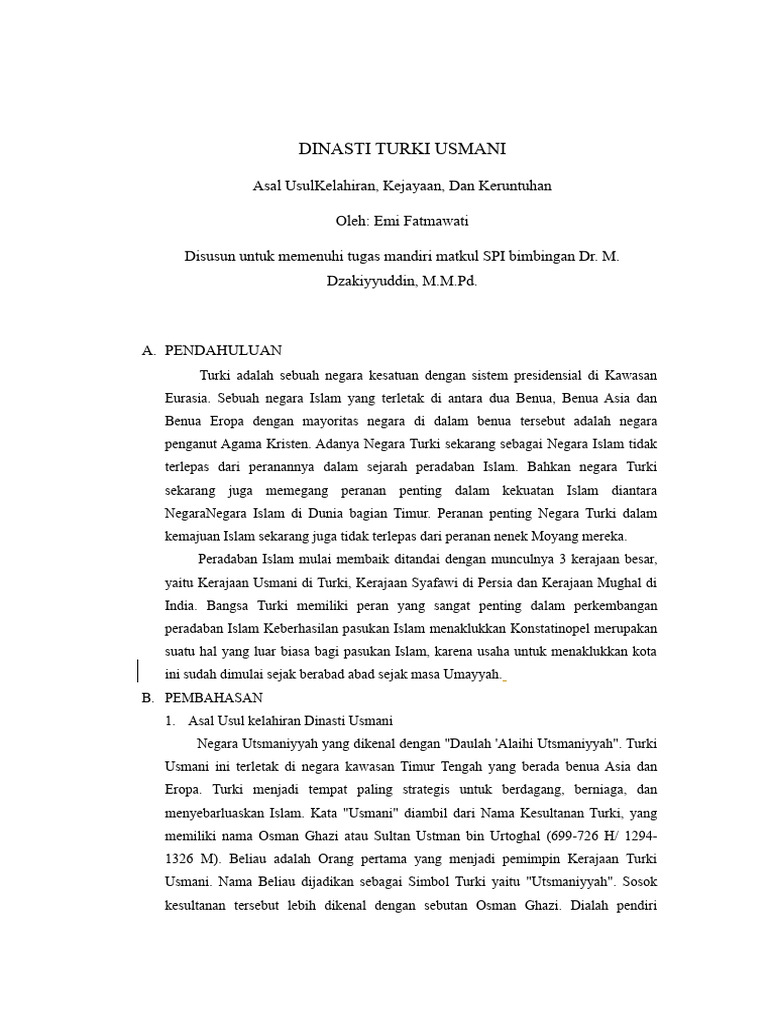 Dinasti Turki Usmani | PDF | Sejarah