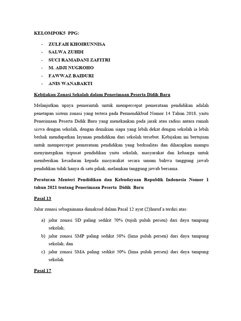 Kebijakan Zonasi PPG KLP 5-Paper | PDF | Kesehatan Holistik