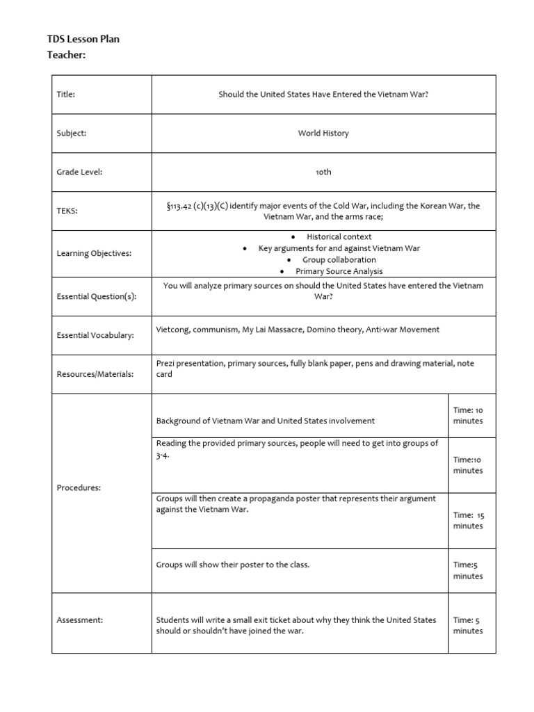 Vietnam War Lesson Plan2 | PDF | Cold War Conflicts | Proxy Wars