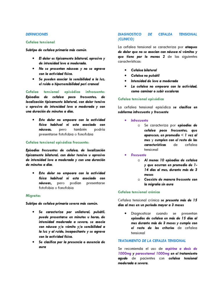Cefalea Tensional y Migraña | PDF | Dolor de cabeza | Enfermedades y ...