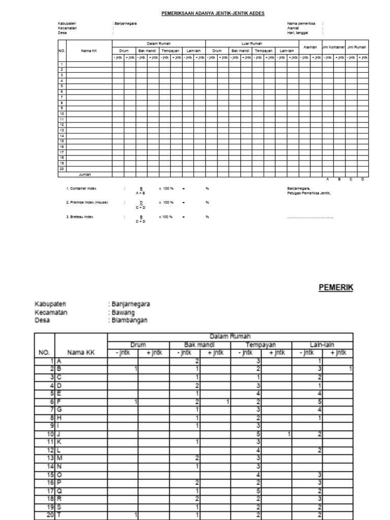 Laporan Pemeriksaan Jentik Aedes DBD | PDF