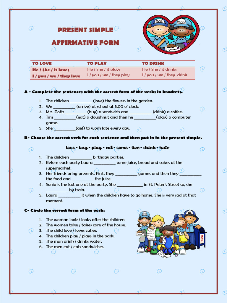 Present Simple Affirmative - HANDOUT | PDF