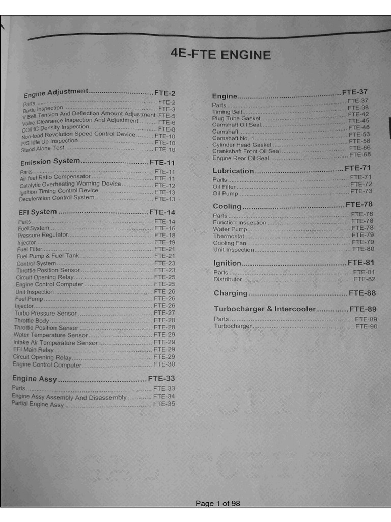 Toyota 4e Fte Turbo Engine Manual | PDF
