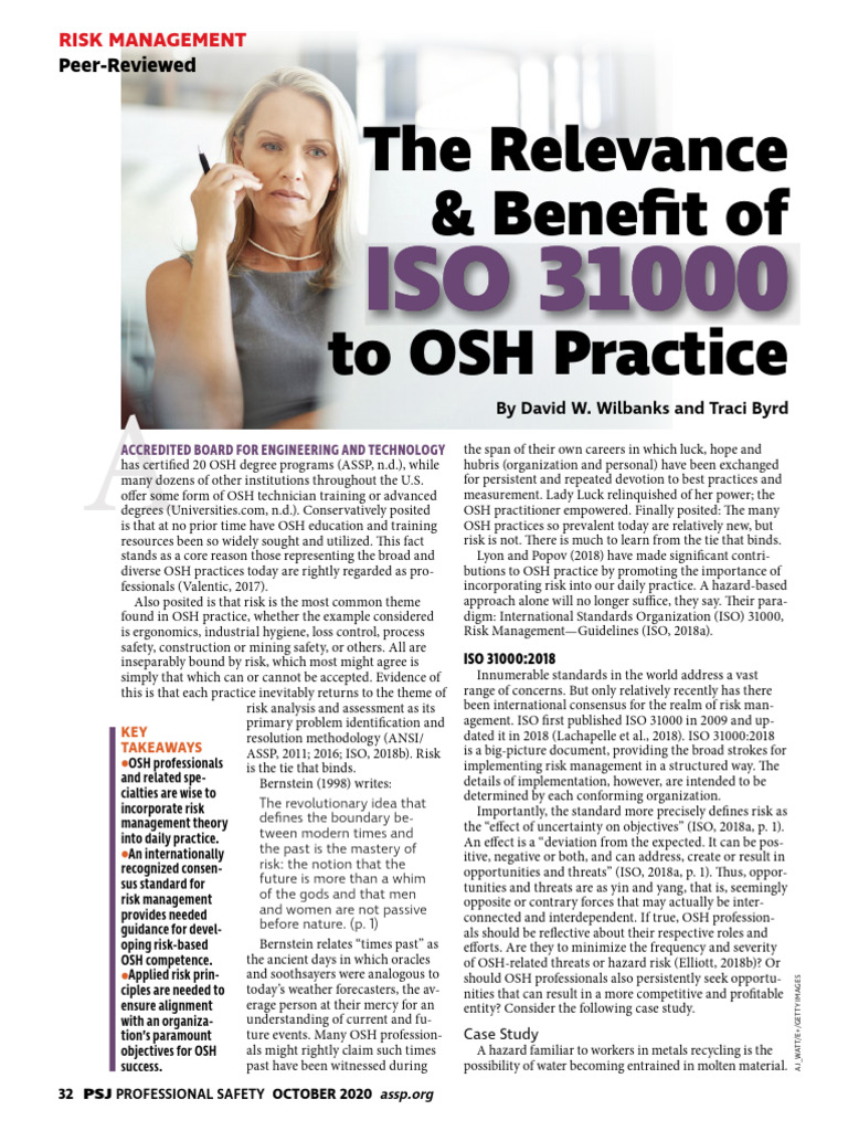 The Relevance & Benefit of ISO 31000 To OSH Practice | PDF | Risk ...
