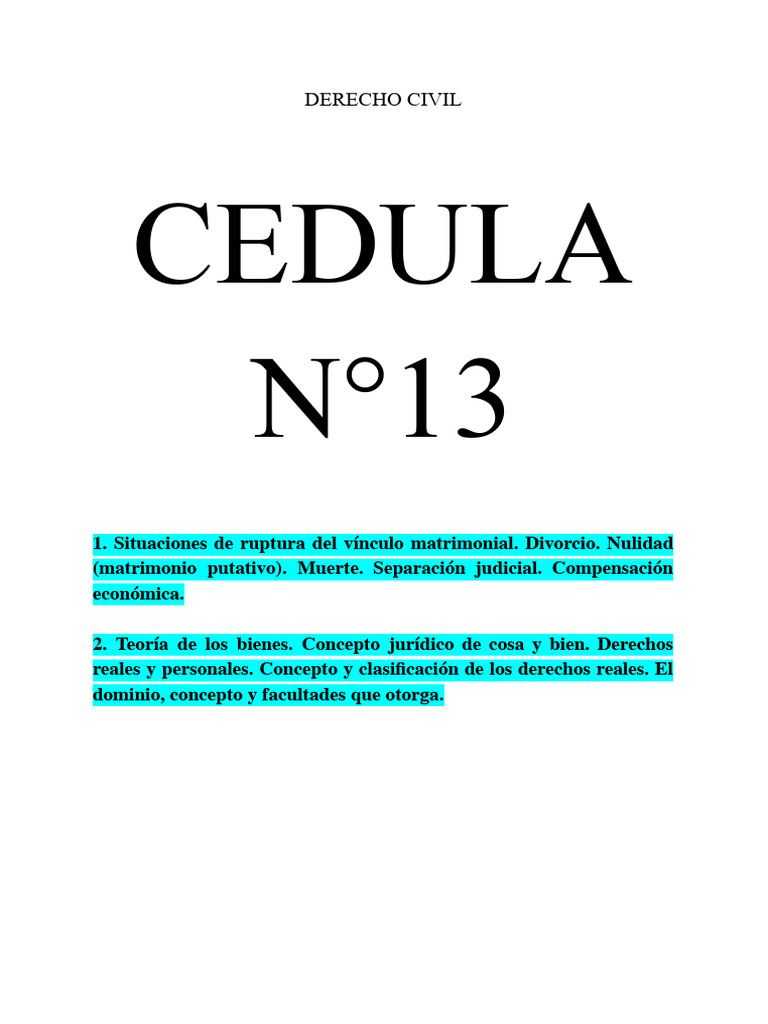 Cedula 13 Civil | PDF | Anulación | Divorcio