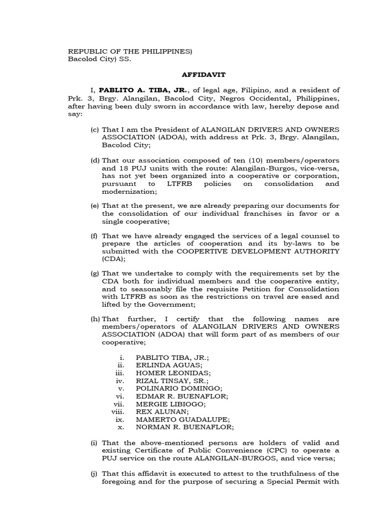 Affidavit For Special Permit | PDF | Affidavit | Government