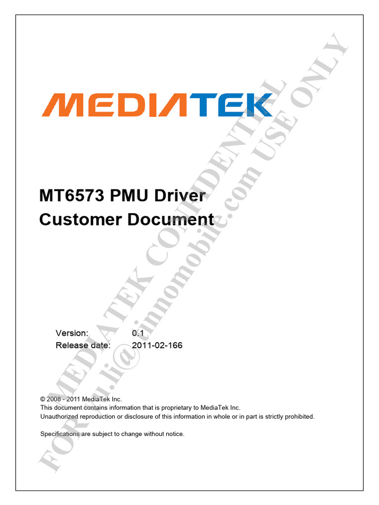 James Lo - MT6573 PMU Driver Customer Document-Mediatek Inc. (2011 ...