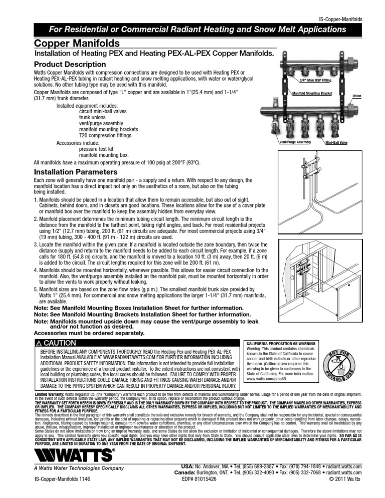 IS Copper Manifolds EN 1146 - Web | PDF | Implied Warranty | Pipe ...