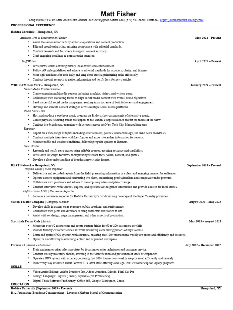 Matt Resume | PDF | News | Social Media