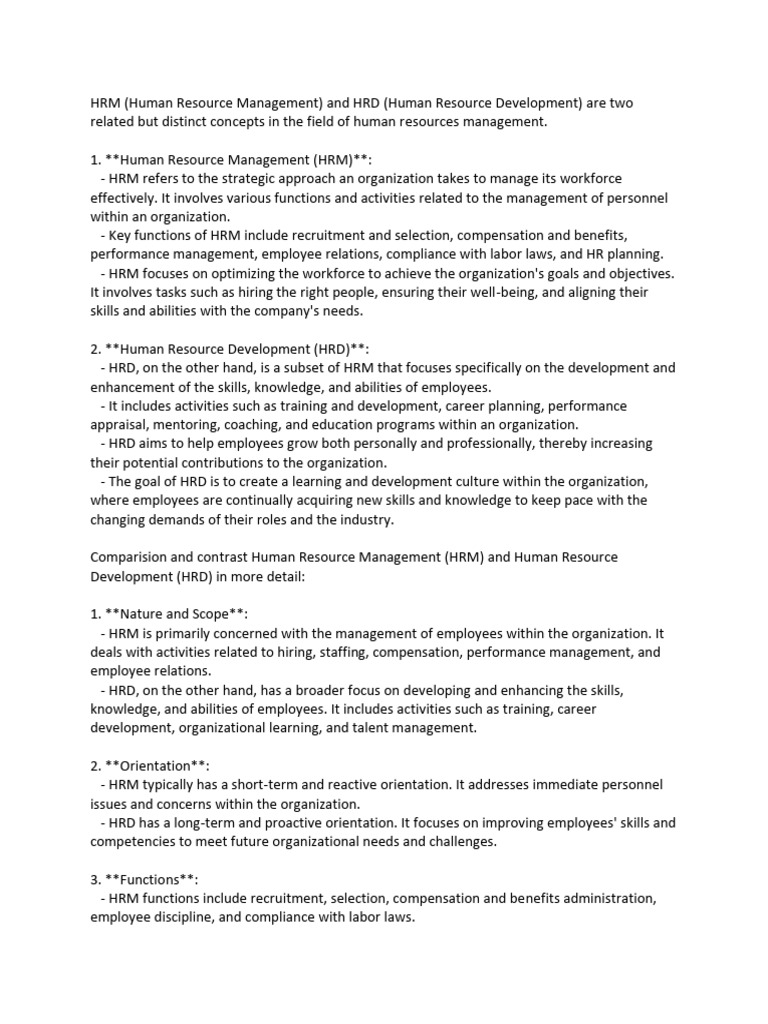 HRM and HRD | PDF | Human Resource Management | Talent Management