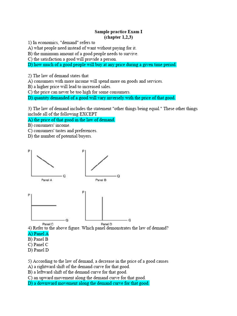 Economics Demand and Supply Practice Exam | PDF | Demand | Demand Curve