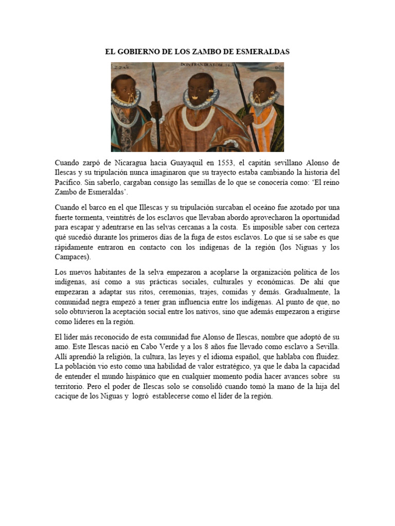 El Gobierno de Los Zambo de Esmeraldas | PDF