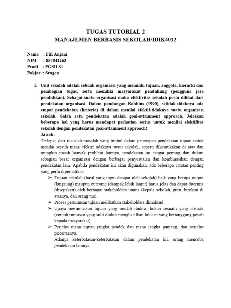 TT2 Manajemen Fifi SMSTR 4 | PDF