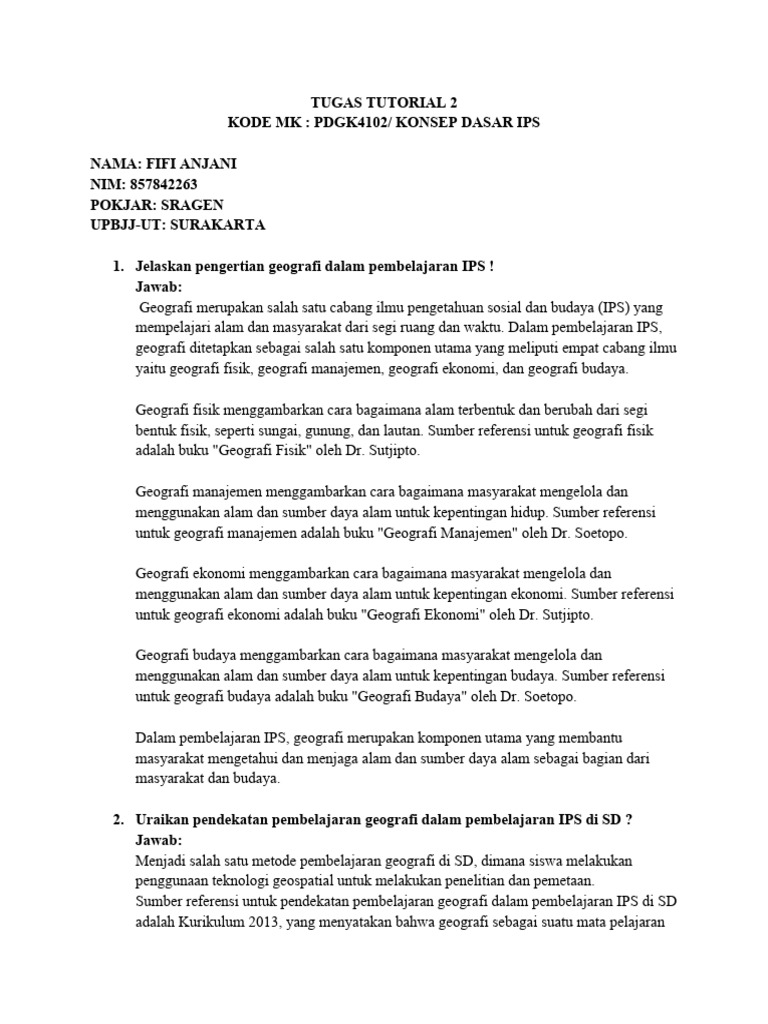 TUGAS TUTORIAL 2 Konsep Dasar Ips Fifi Finish | PDF