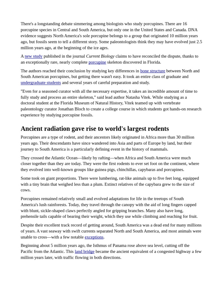 Ancient Radiation Gave Rise To World's Largest Rodents | PDF ...