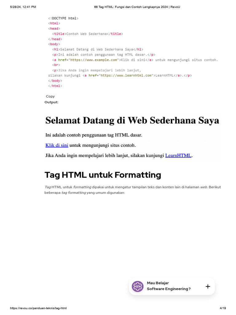 Contoh Web HTML Sederhana | PDF | Komputer