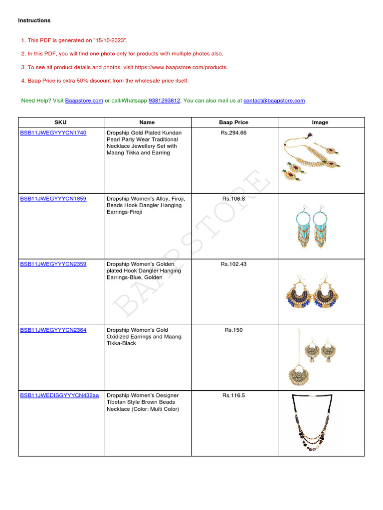 Baapstore Products Cat 501 - 1000 | PDF | Necklace | Jewellery