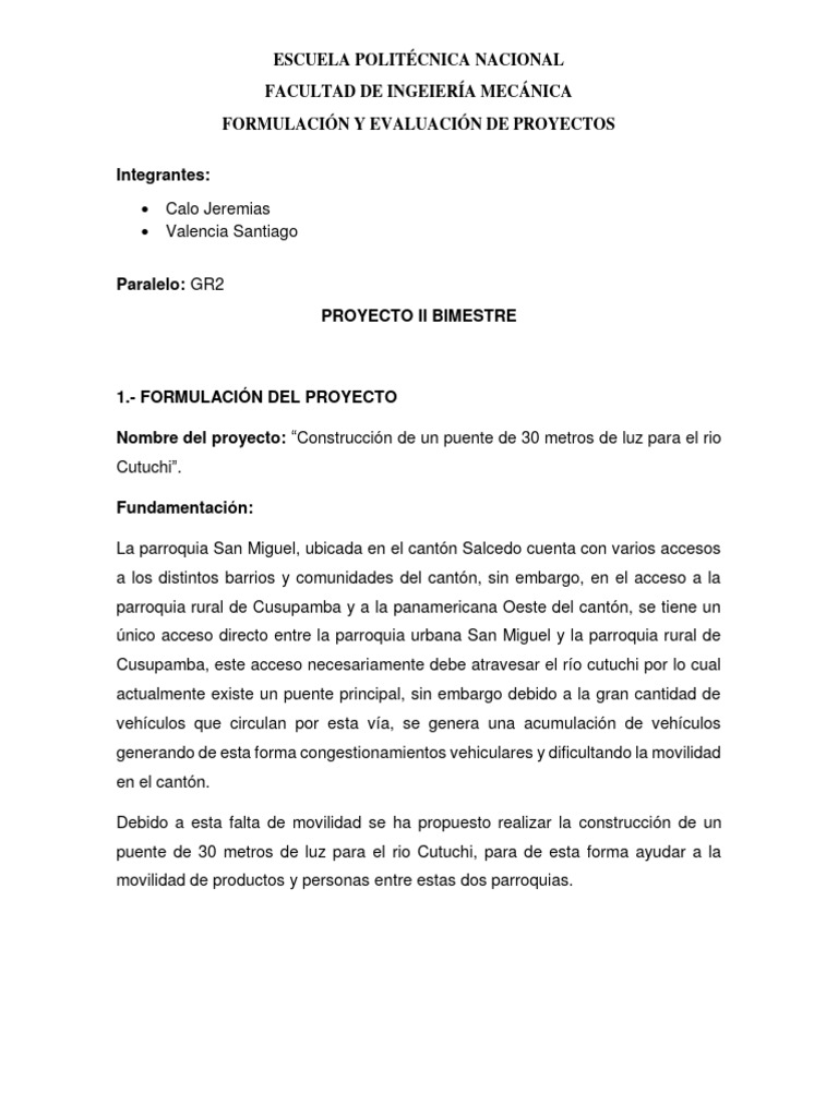 Proyecto Ii Bimestre | PDF | Puente | Acero