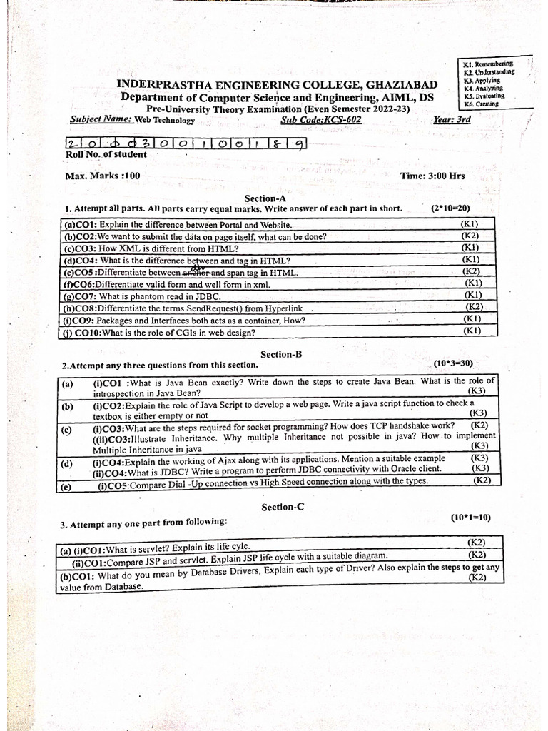 PUT Papers 6th-Sem (CSE) | PDF