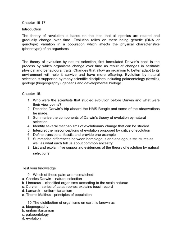 Week 9b CHP 15 Task Darwin and EvolutionJWT 315 | PDF | Natural ... Week 9b CHP 15 Task Darwin and EvolutionJWT 315 | PDF | Natural ...