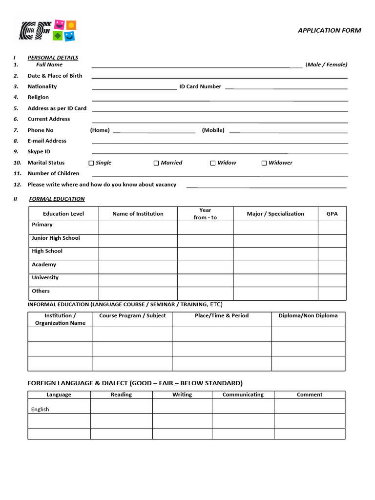 Application Form NNT EF | PDF | English As A Second Or Foreign Language