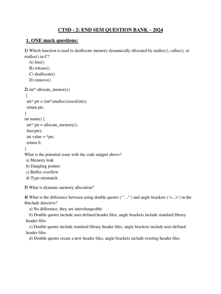 CTSD-2 QUESTION BANK FOR END SEM 2024 | Download Free PDF | Computer Programming | Computing