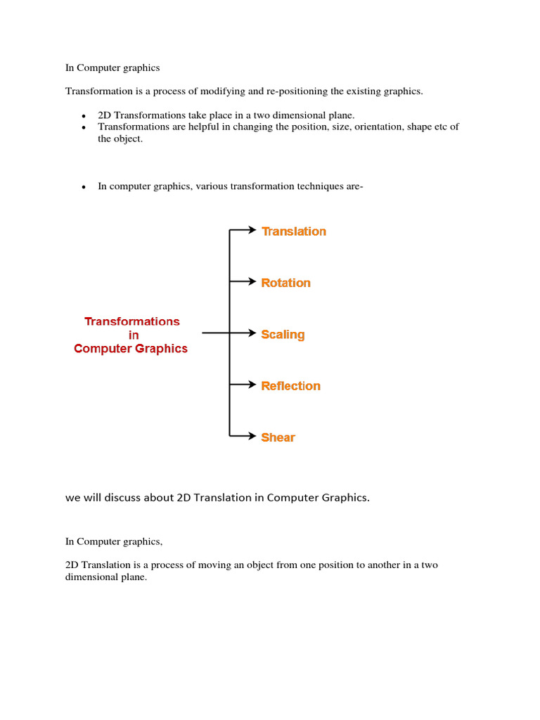2D Transformation | PDF | 2 D Computer Graphics | Mathematical Objects