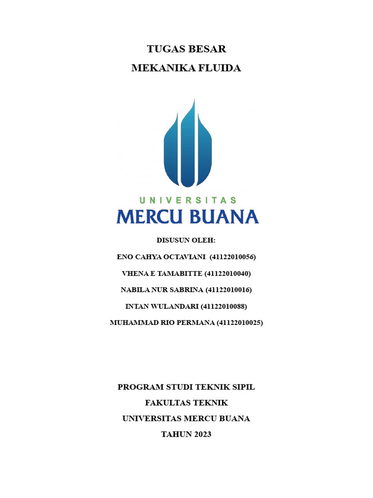 Tugas Besar Mekanika Fluida - Muhamad Rio Permana - 41122010025 | PDF