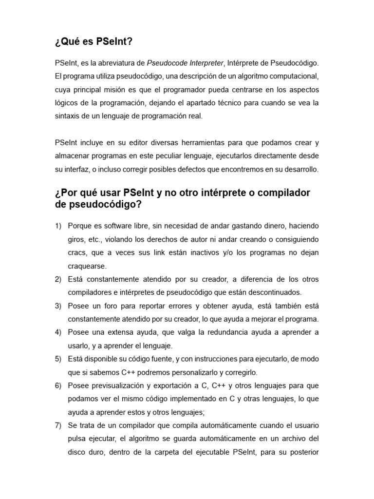 Pseint 01 | Descargar gratis PDF | Programa de computadora | Programación