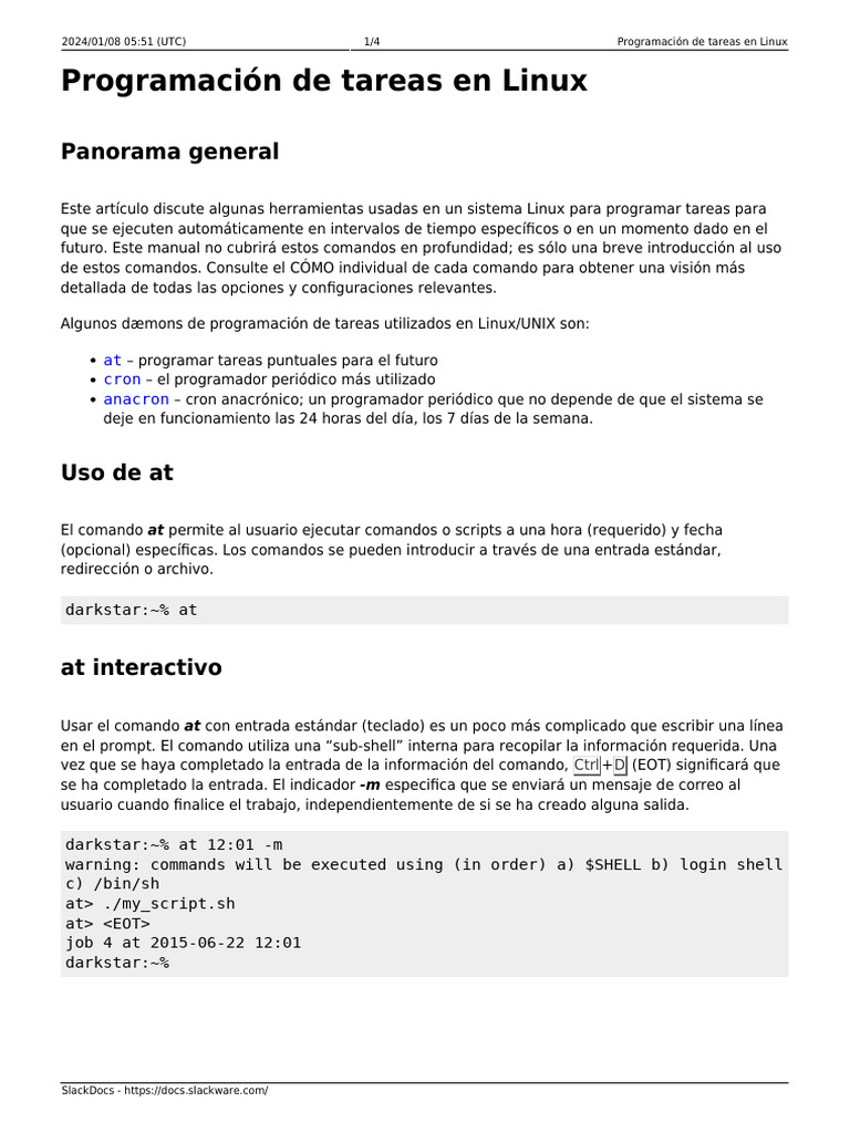 programacion_de_tareas_en_linux | Descargar gratis PDF | Unix | Informática
