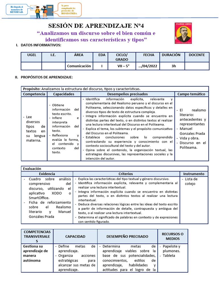 5° Sesión de Aprendizaje Sesión 4-Sem.2-Exp.1-Com | PDF | Aprendizaje | Evaluación