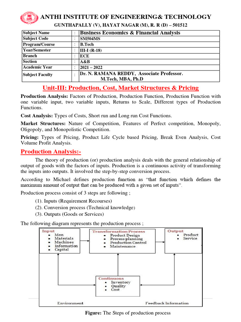UNIT-III BEFA Notes. | Download Free PDF | Production Function | Long ...
