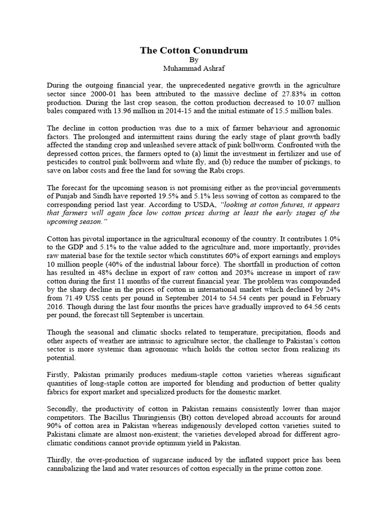 04 The Cotton Conundrum | PDF | Cotton | Agriculture