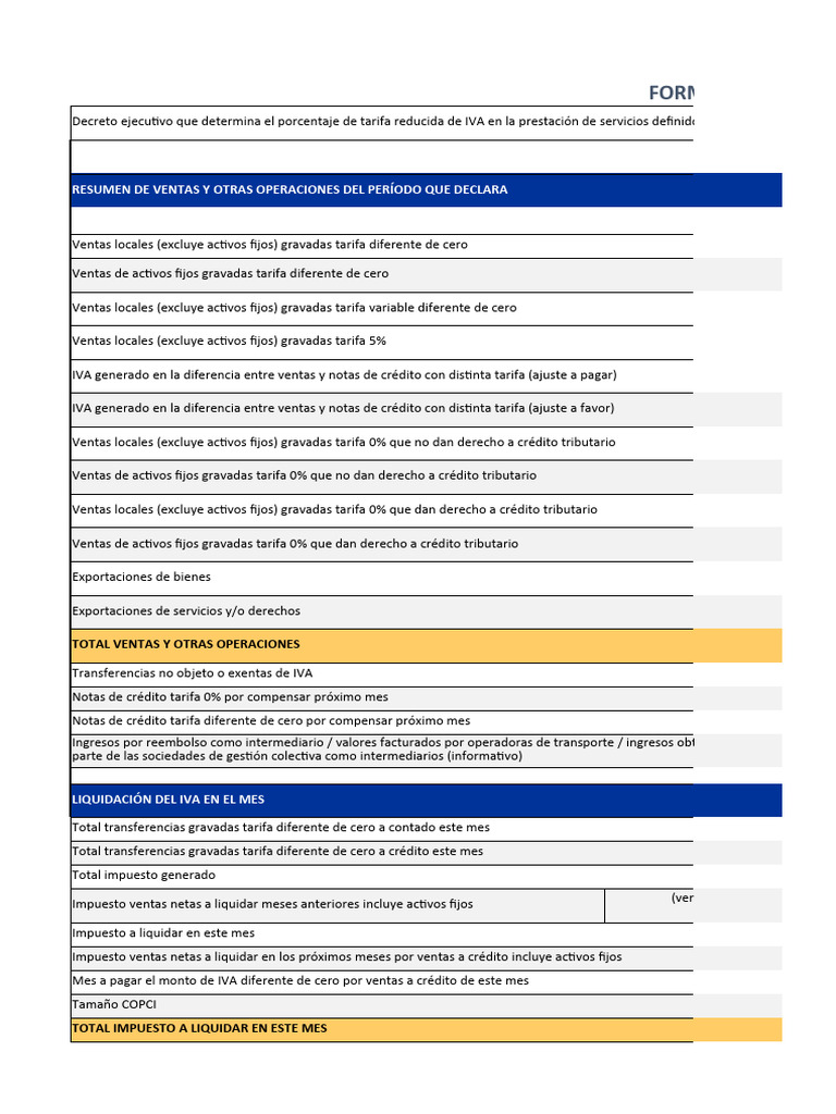 Formulario Iva | Descargar gratis PDF | Impuesto al valor agregado ...
