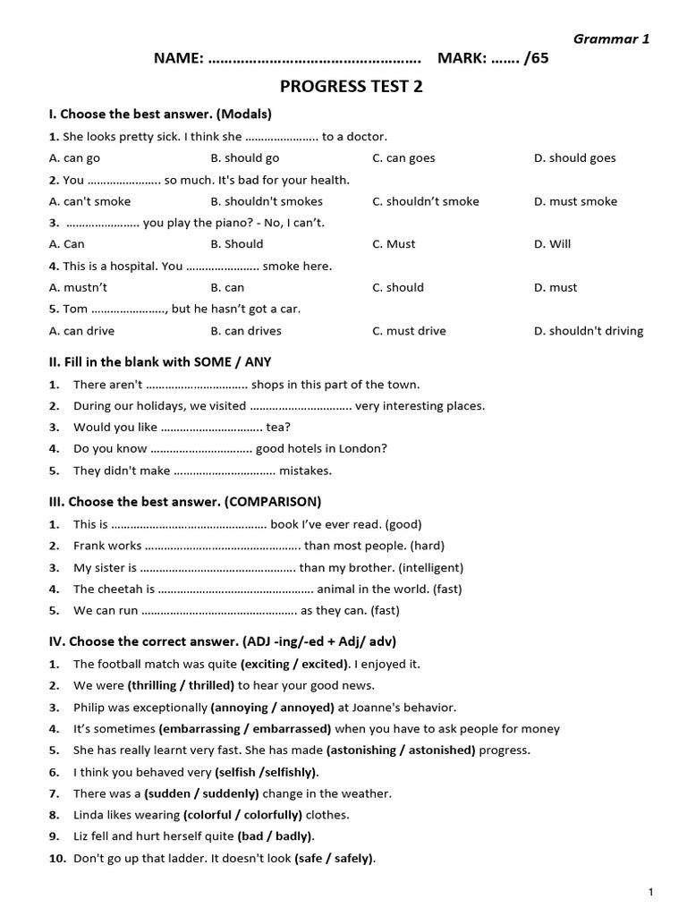 Progress Test 2 - Extra | PDF