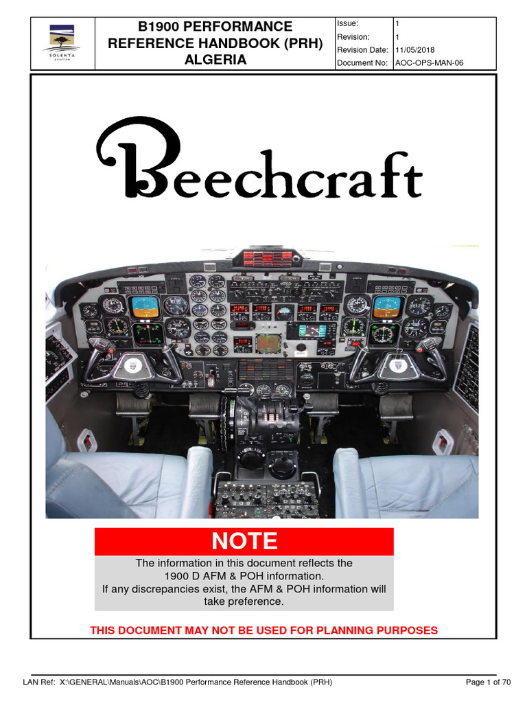 Solenta - QRH (ALGERIA) B1900 Performance Reference Handbook (PRH ...