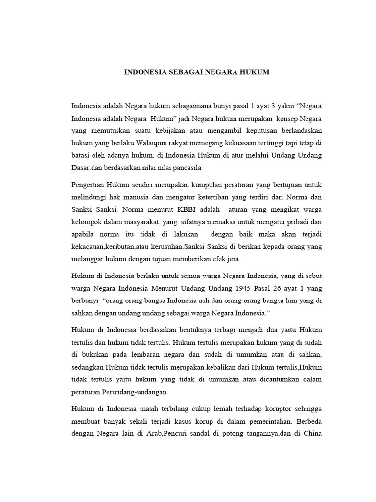 Indonesia Sebagai Negara Hukum | PDF
