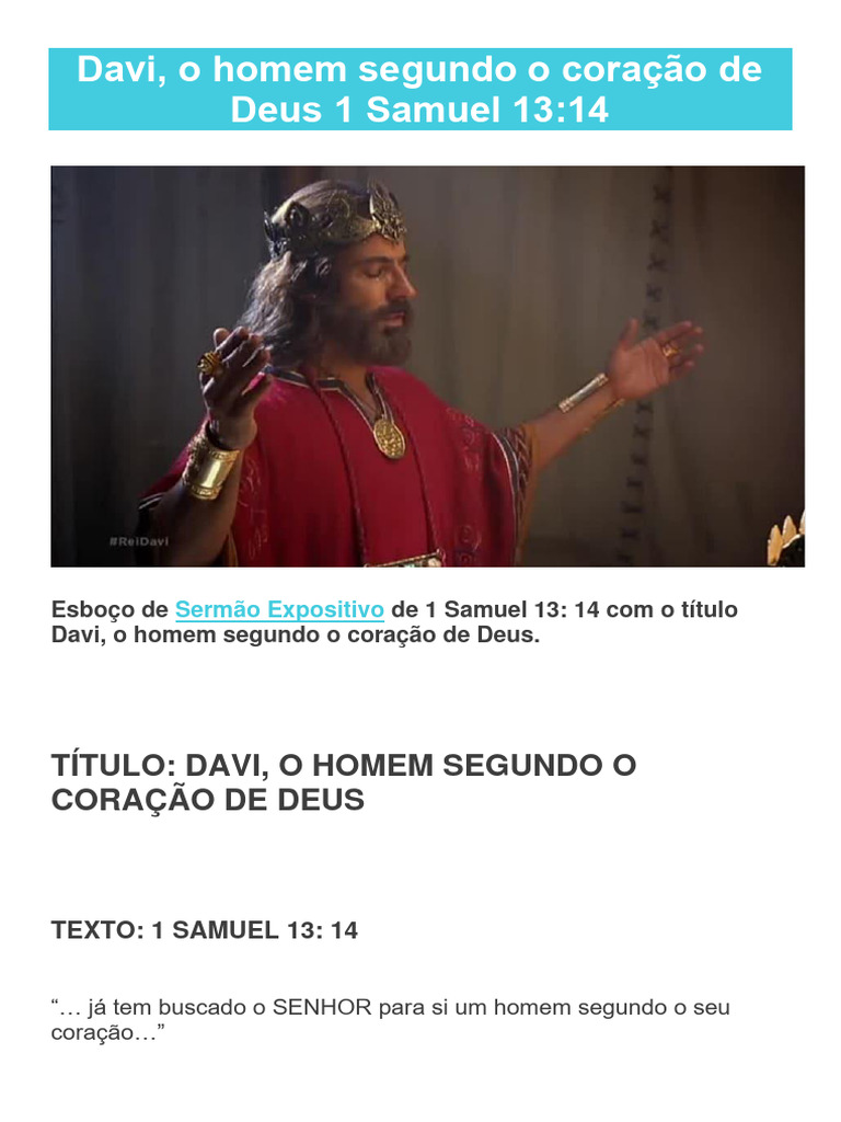 Davi Homem Segundo o Coracao de Deus | PDF | Davi | Saul