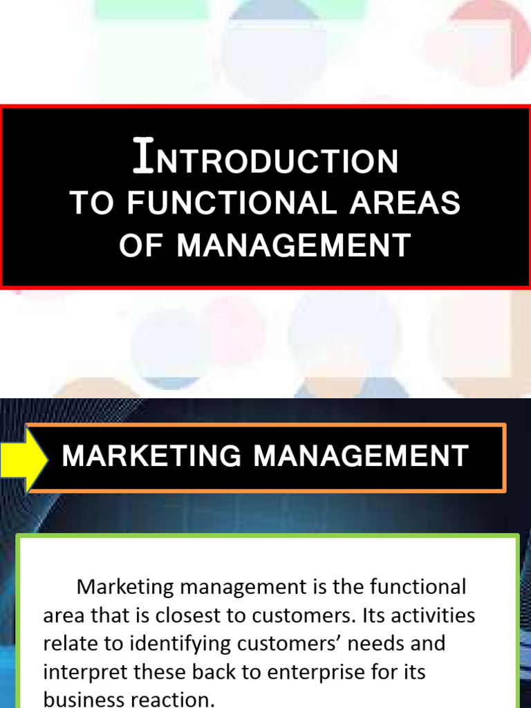 Introduction To The Different Functional Areas of Management | PDF ...