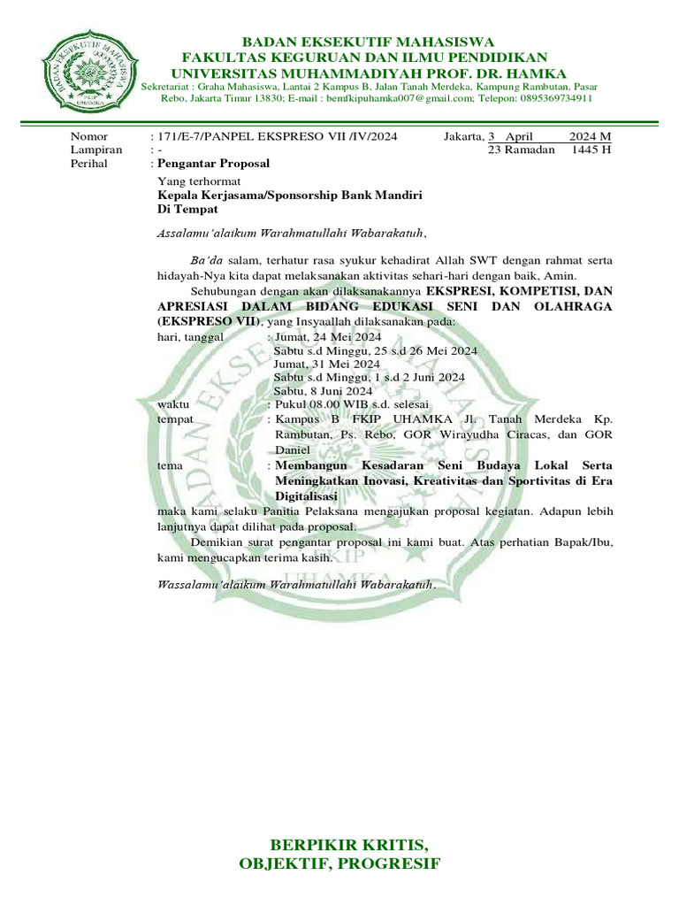 Proposal Ekspreso VII FKIP UHAMKA | PDF