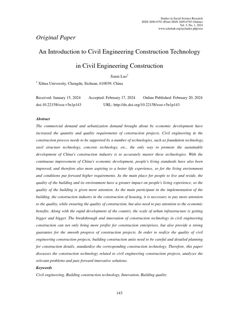 Civil Engineering Construction Tech | PDF | Innovation | Engineering