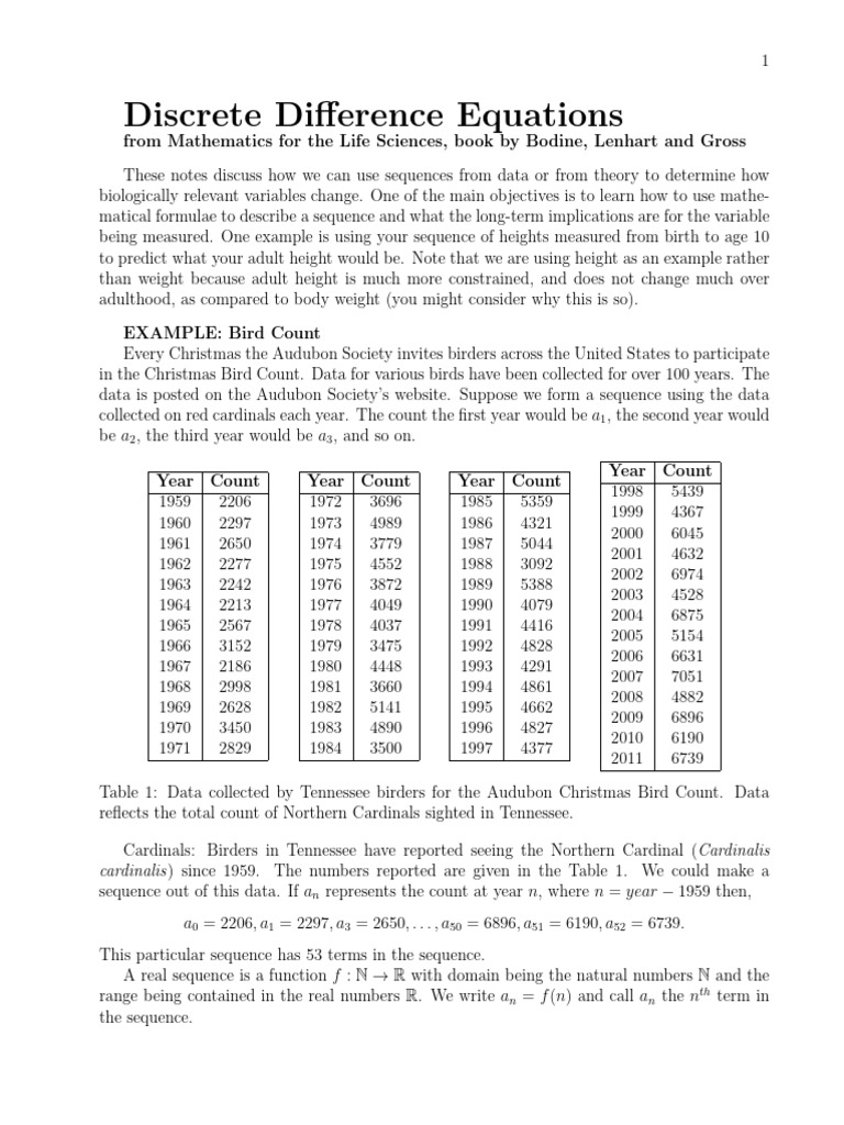 Discrete Difference Equations From Mathematics For The Life Sciences | PDF | Limit (Mathematics ...