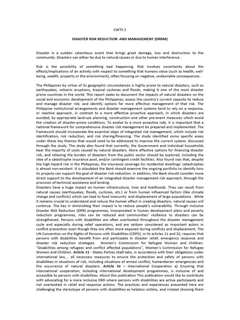 REVISED DISASTER RISK REDUCTION AND MANAGEMENT DRRM Students | PDF | Natural Disasters ...