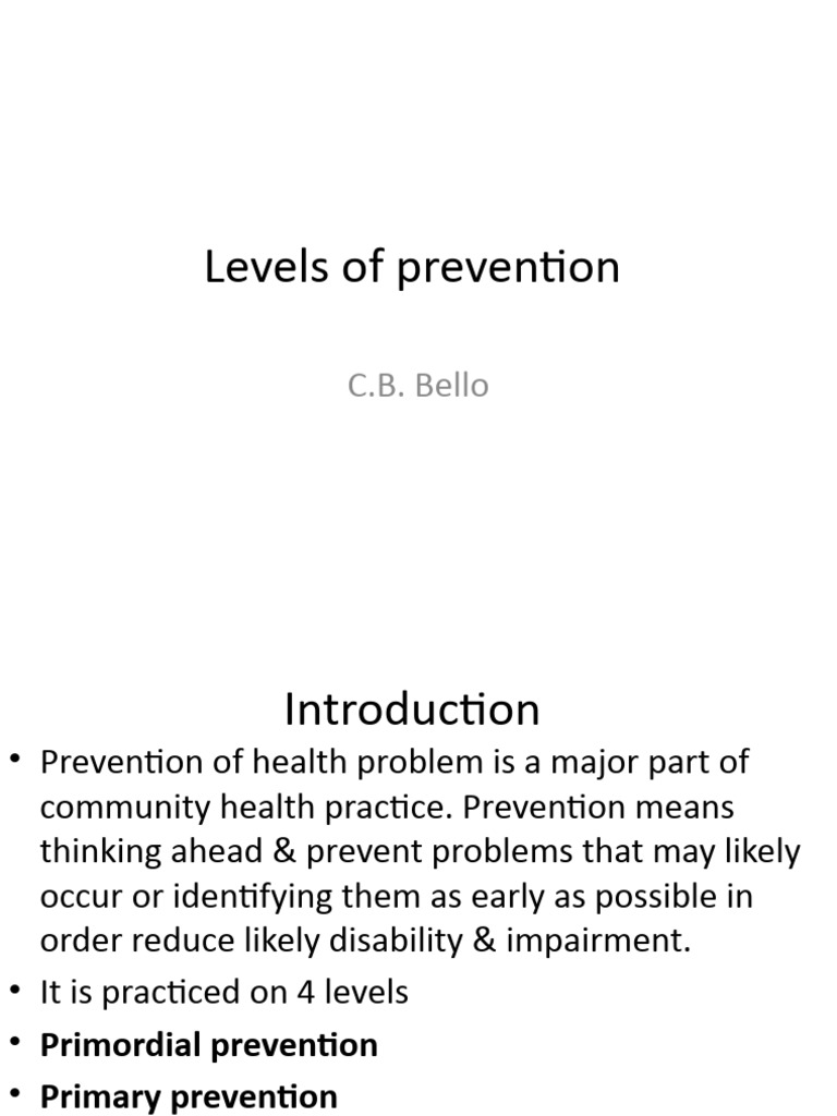 Levels of Prevention | PDF | Preventive Healthcare | Health Care